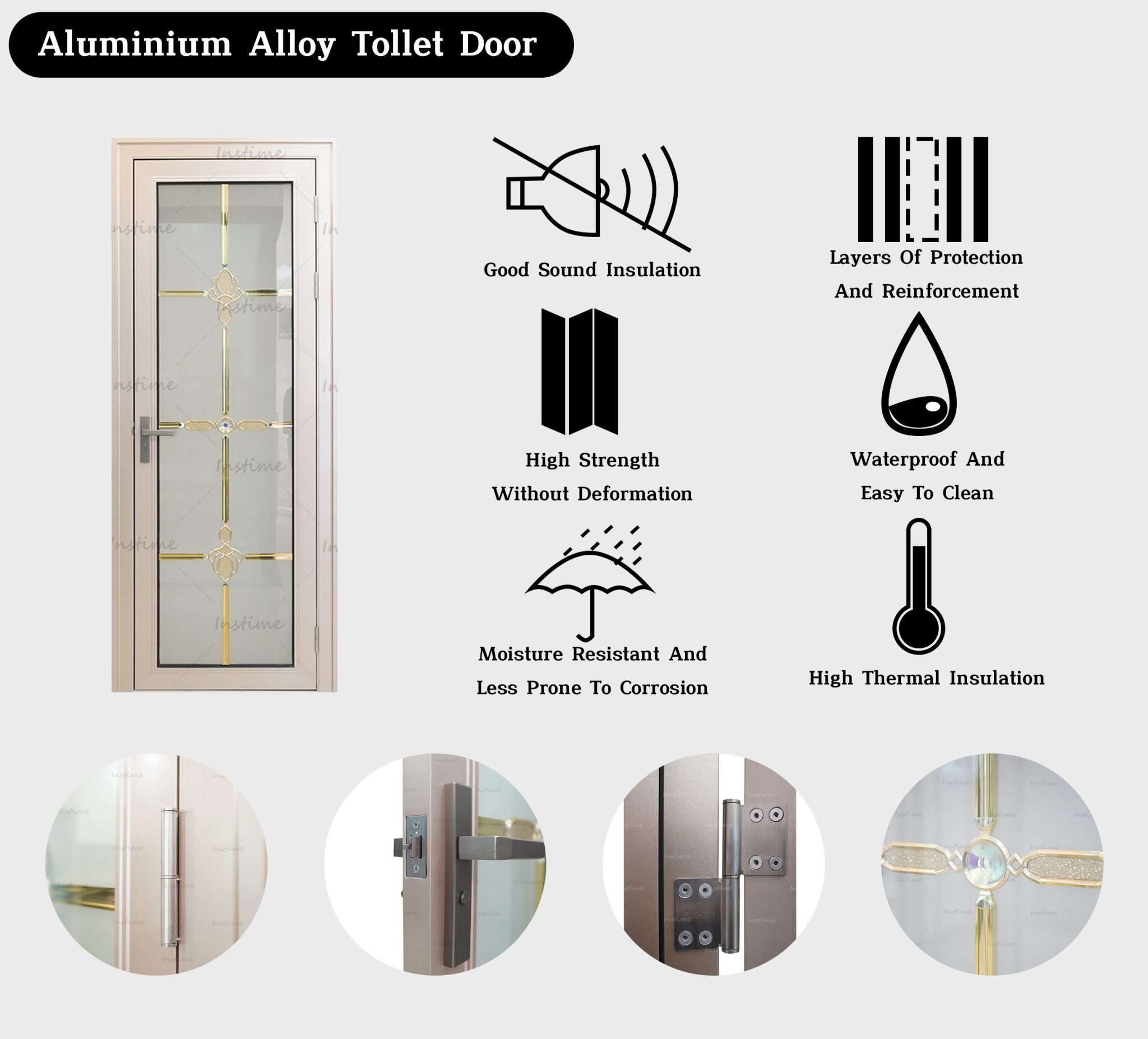 Instime Modern Interior Aluminium Frame Toilet Glass Door Instime Global